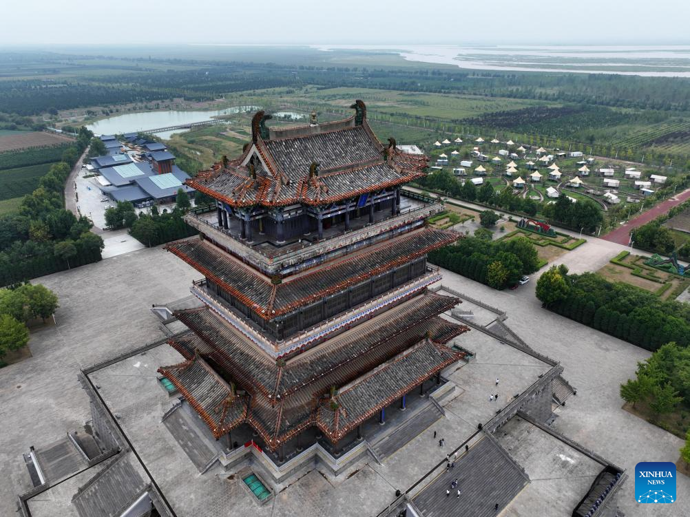 View of Stork Tower in Shanxi, N China-Xinhua