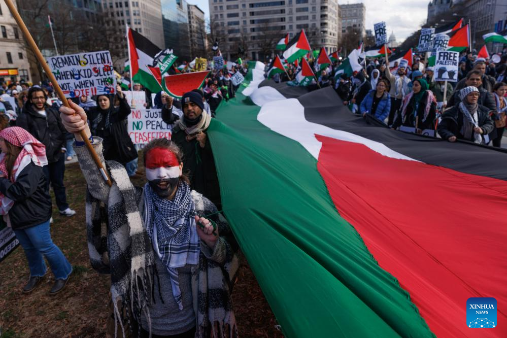 Protesters take part in pro-Palestinian march in Washington-Xinhua