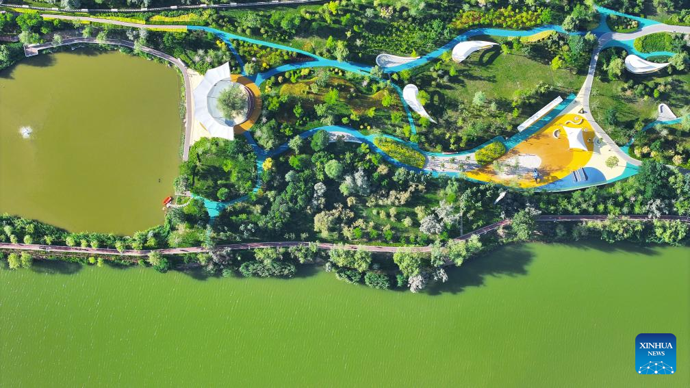 Aerial view of Yinchuan, NW China's Ningxia-Xinhua
