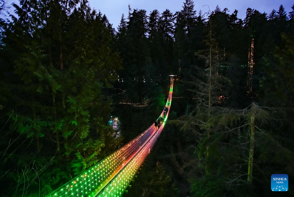 Light decorations set up during Canyon Lights preview event in Canada ...